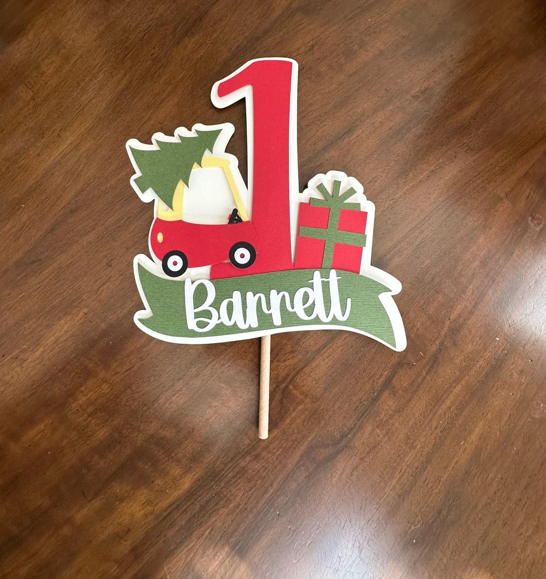 Christmas 1st Birthday Cake Topper Oh What Fun Birthday Toy Car ...