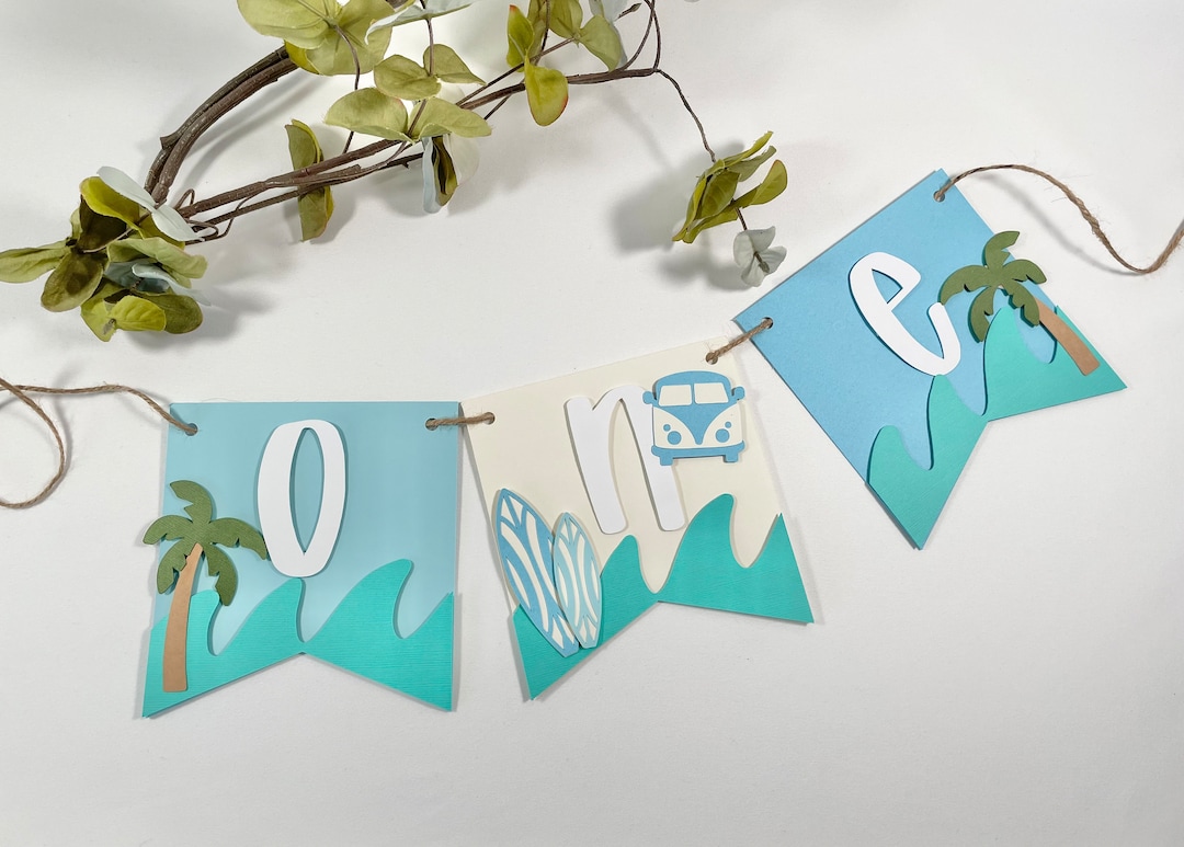 The Big One Surf Birthday, First Birthday the Big One Highchair Banner ...
