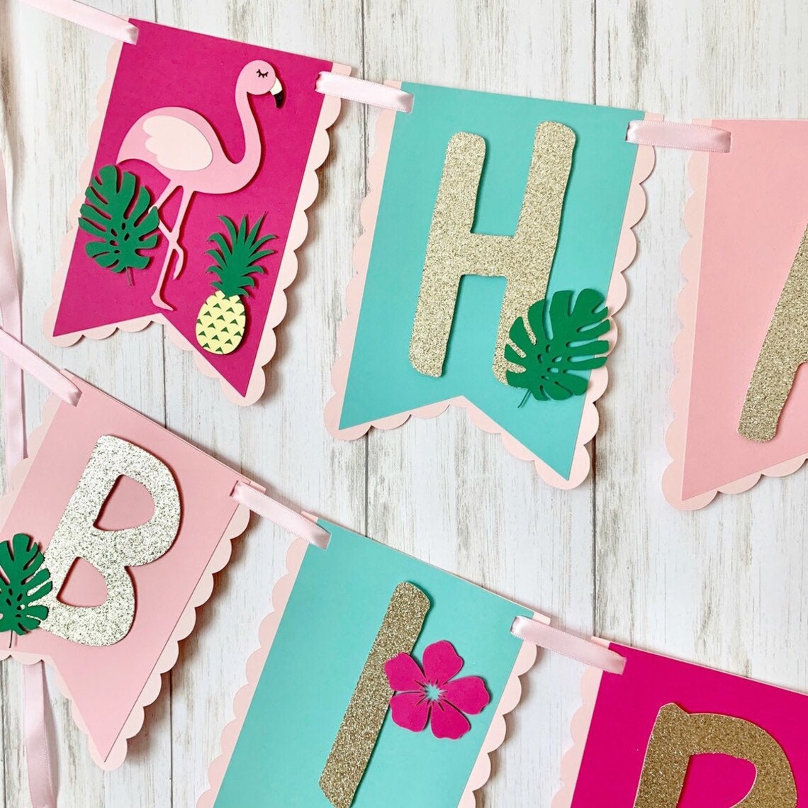 Flamingo Birthday Banner Tropical Birthday Banner Flamingo - Etsy