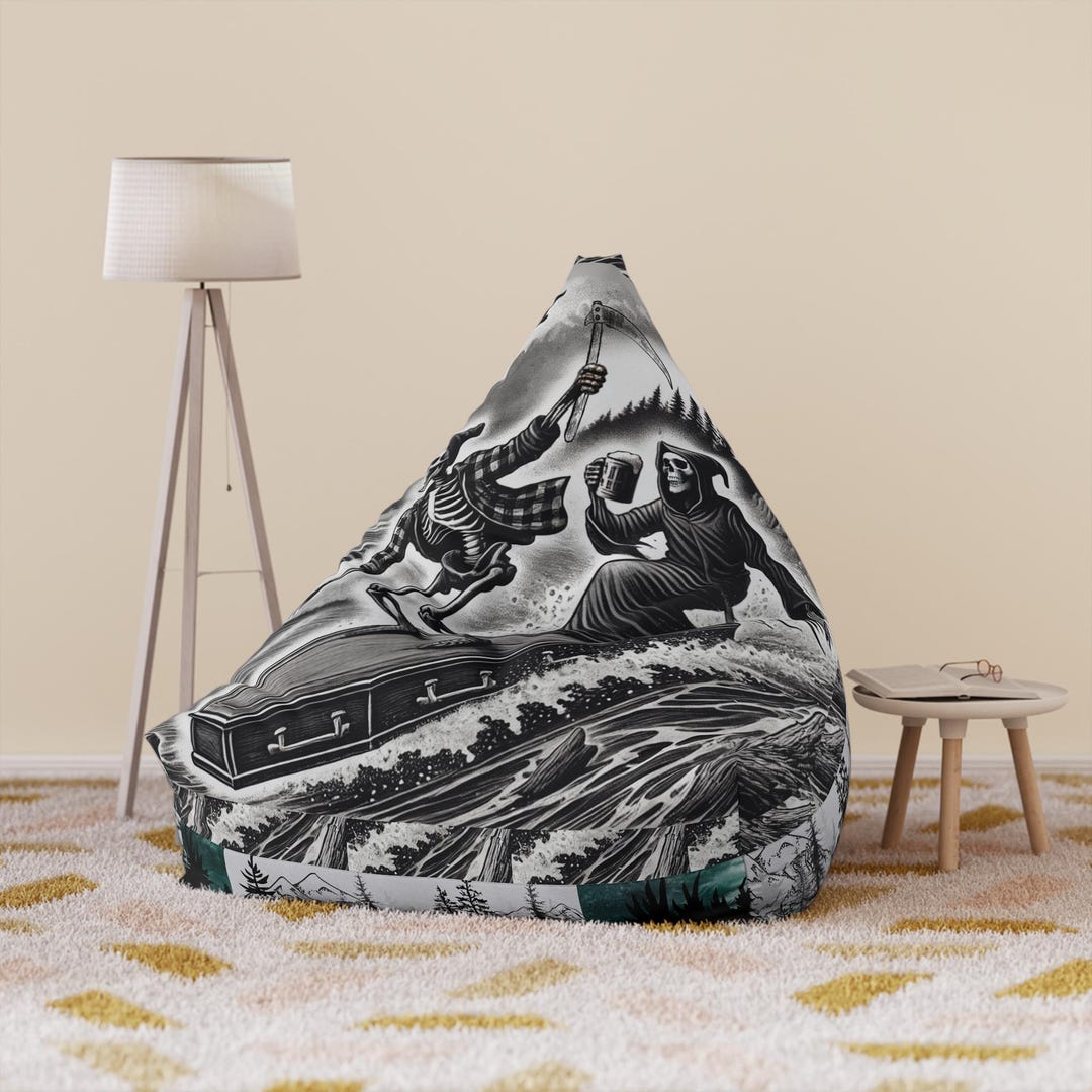 Large-coffin Surfing Skeleton Bean Bag Chair Cover Alternative Punk ...