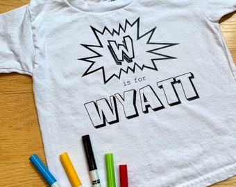 Personalized Coloring Shirt, Custom Girls Coloring T-shirt, First ...