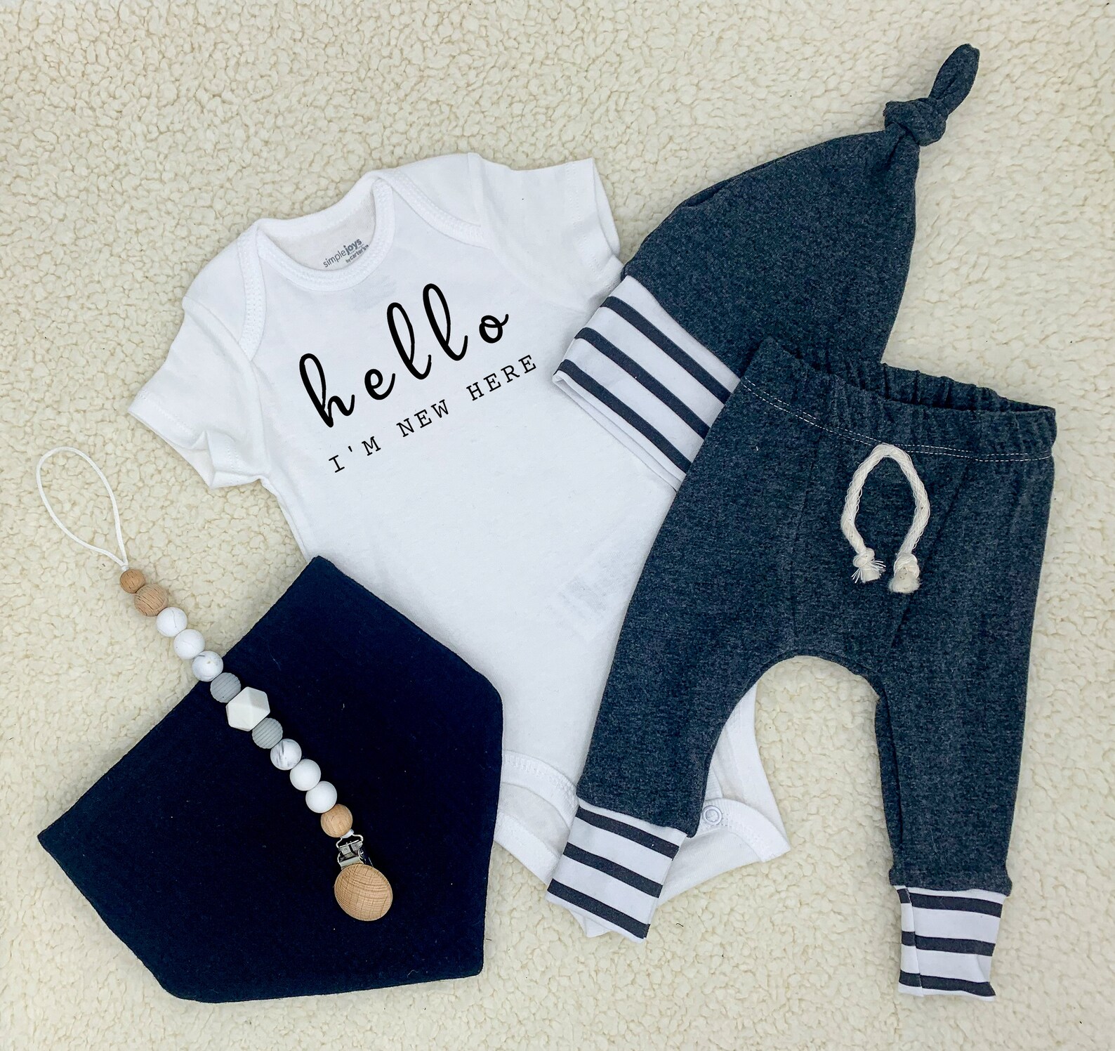 Hello Im New Here Newborn Boy Coming Home Outfit Summer | Etsy