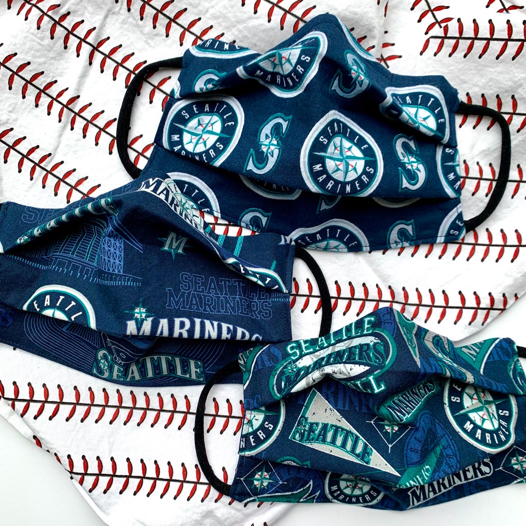 Seattle Mariners hecho a mano máscara facial, algodón plisado marineros ...