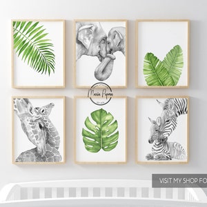 Set of 3 Monochrome Safari Animal Nursery Wall Art, Affordable Nursery ...