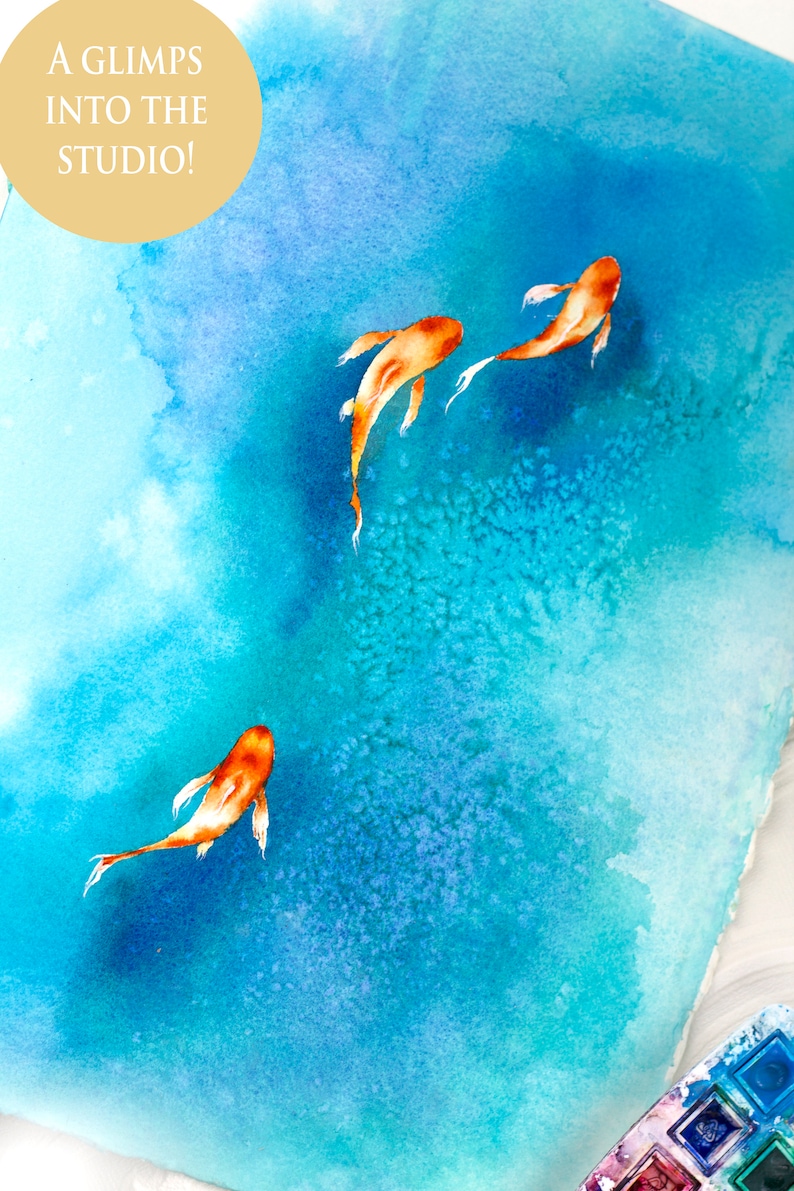 Koi Fish Art Printable Zen Wall Art Watercolor Fish Art - Etsy