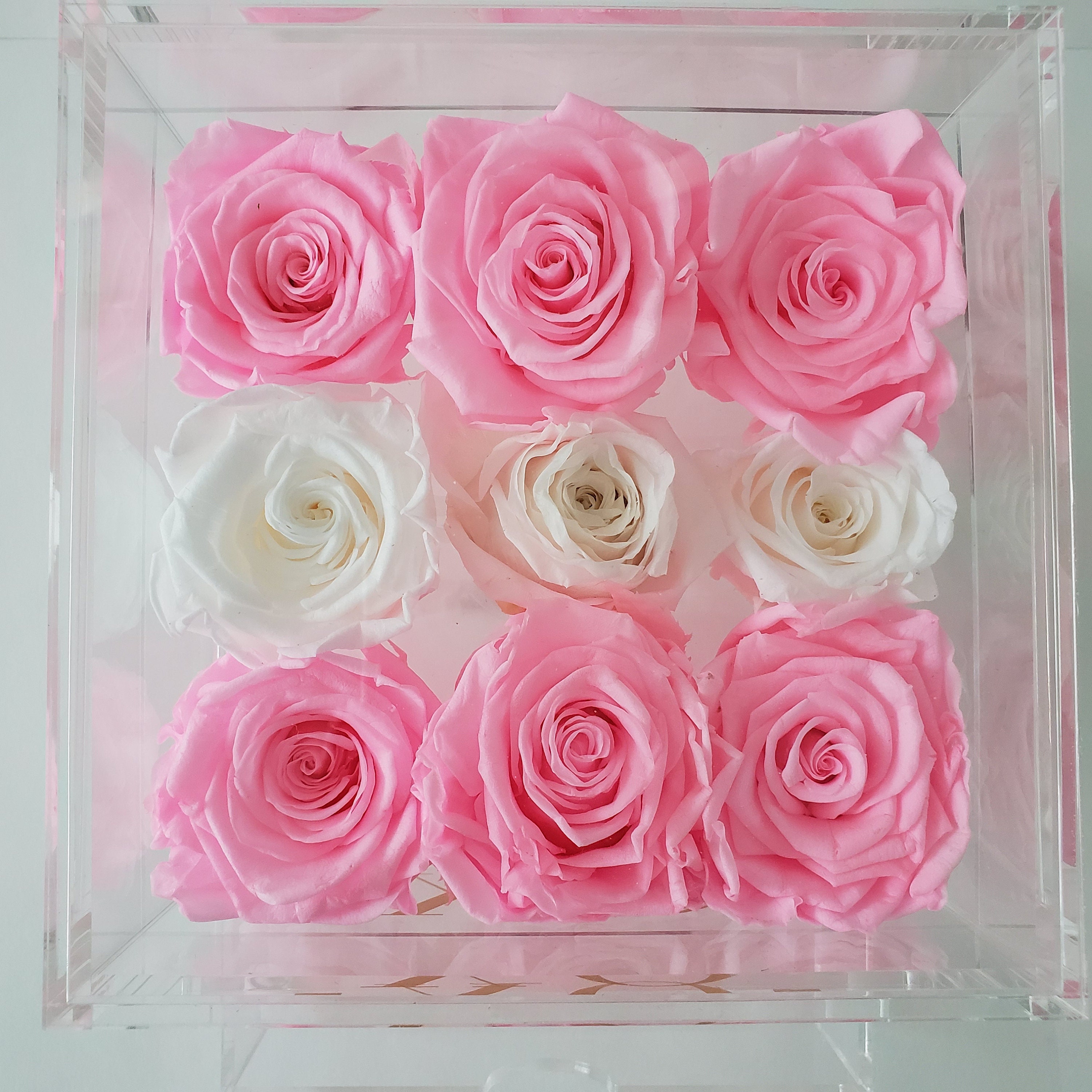 Acrylic Rose Box With Drawer African Pink Preserved Eternity Rose Lasts ...