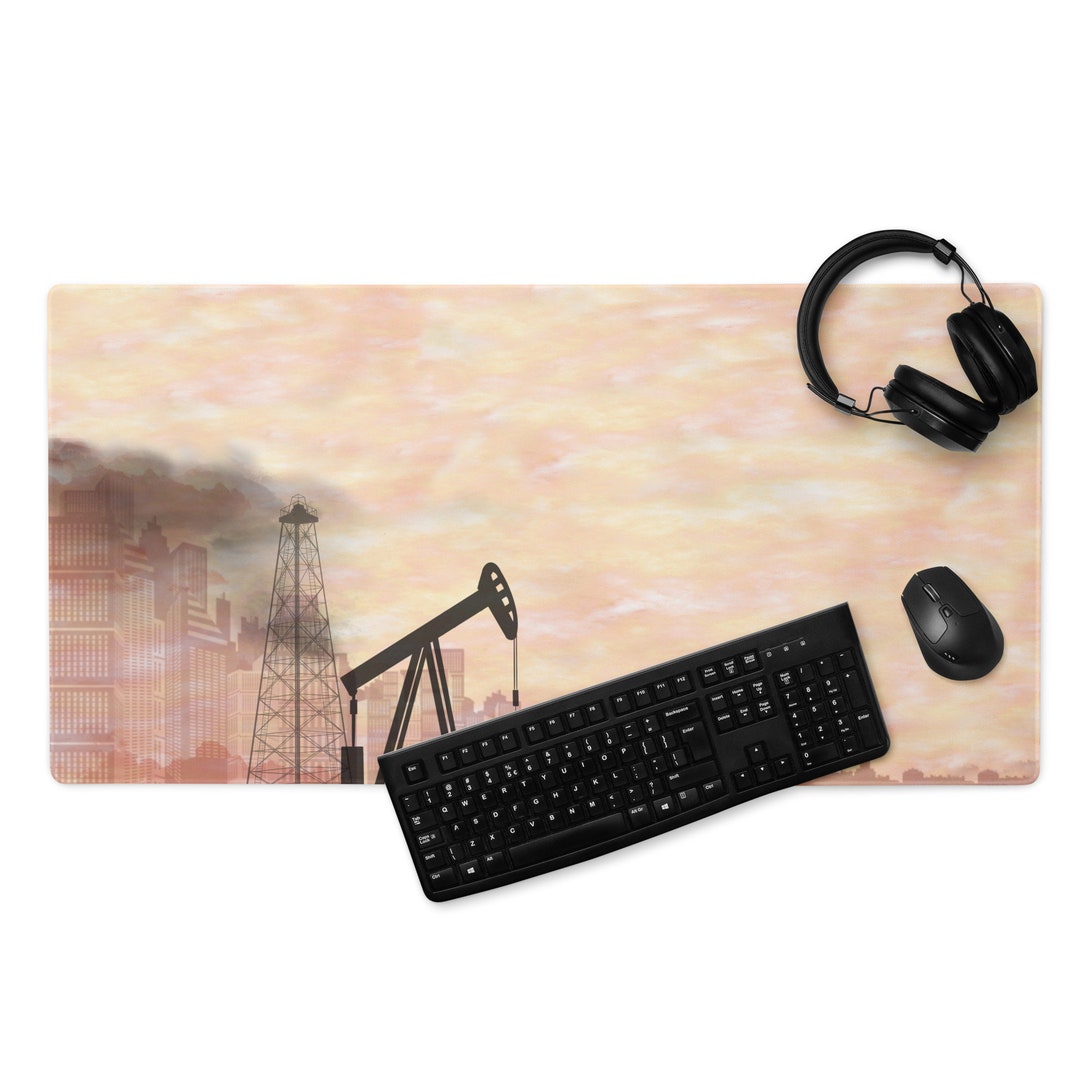 Sunset Skyline Gaming Desk Pad Oil Rig & Urban Silhouette - Etsy