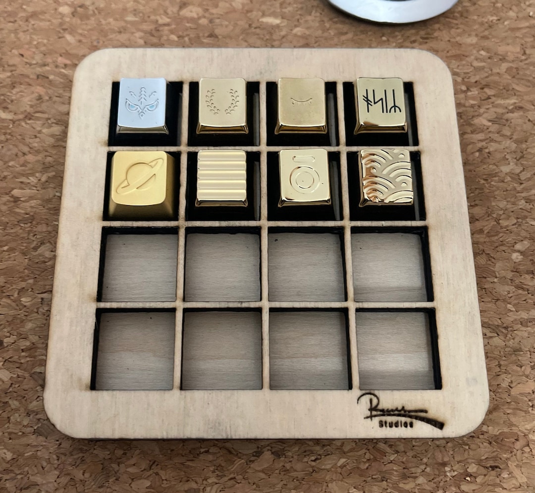 Wood Artisan Keycap Display Tray 16 18x18mm Squares for Mechanical ...