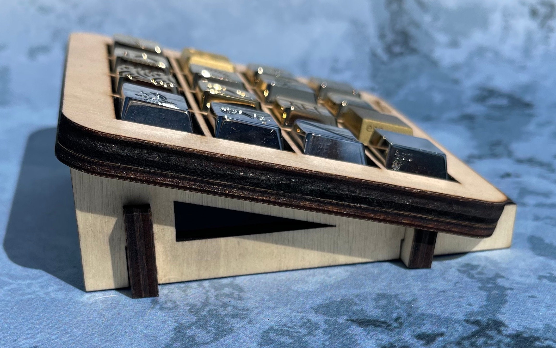 Small Wood Artisan Keycap Display Tray 16 18x18mm Squares for ...