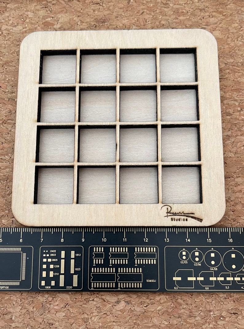 Small Wood Artisan Keycap Display Tray 16 18x18mm Squares for ...