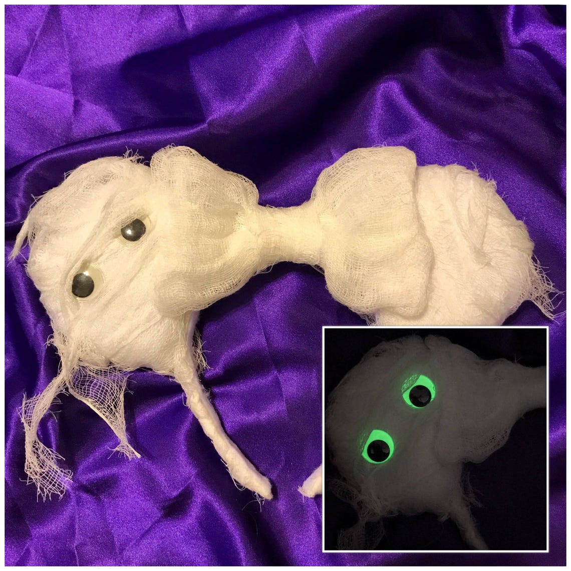 Mummy Mouse Ears Headband With Glowing Eyes - Etsy