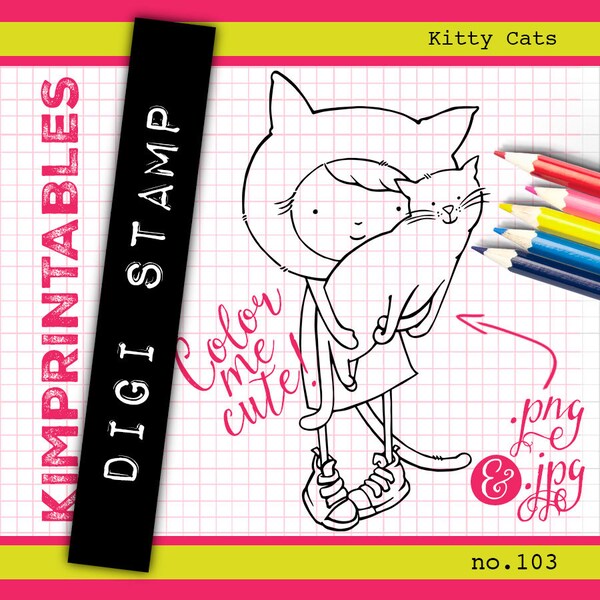 Cat Digi Stamp - Etsy