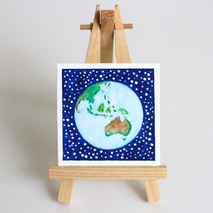 Earth Painting, Miniature Painting, Tiny Planet Watercolour Painting ...