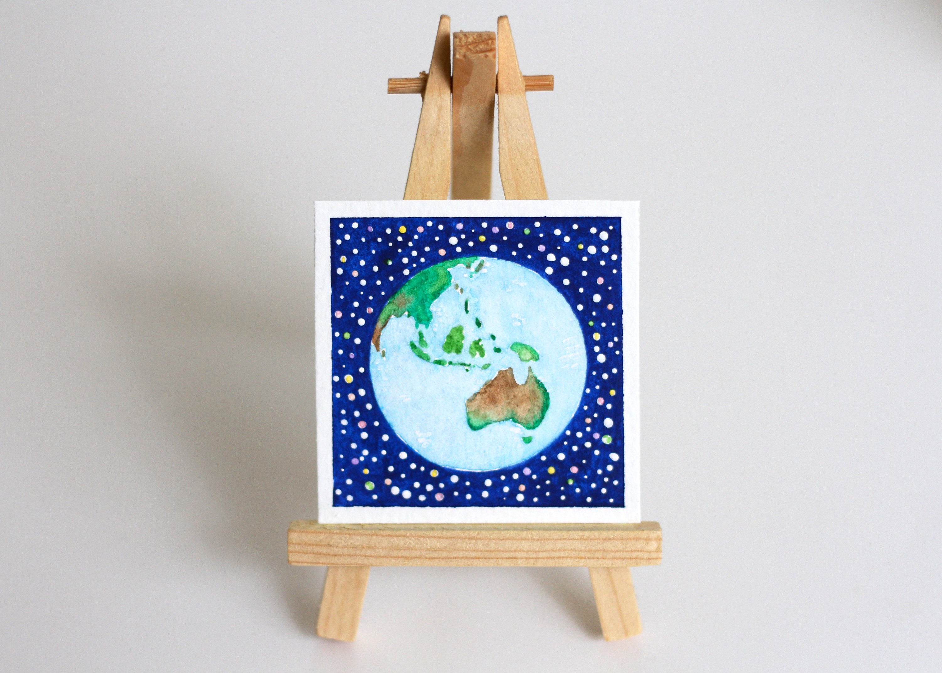 Earth Painting, Miniature Painting, Tiny Planet Watercolour Painting ...