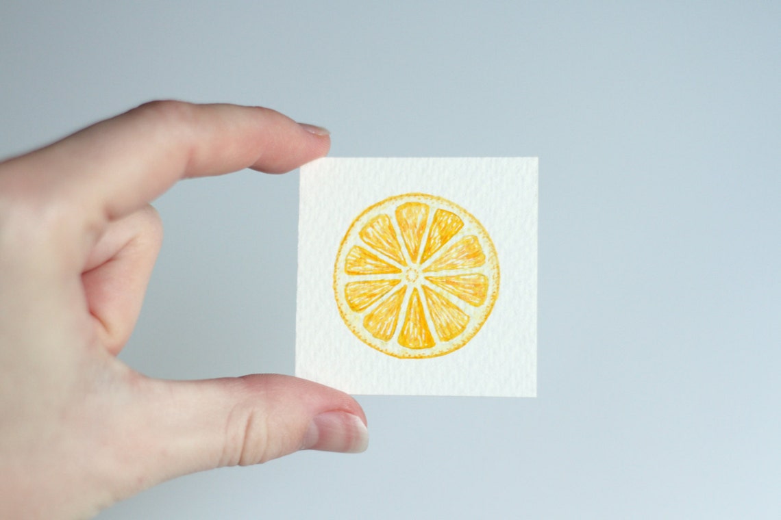 Miniature Watercolor Lemon Painting Miniature Art Food Art | Etsy