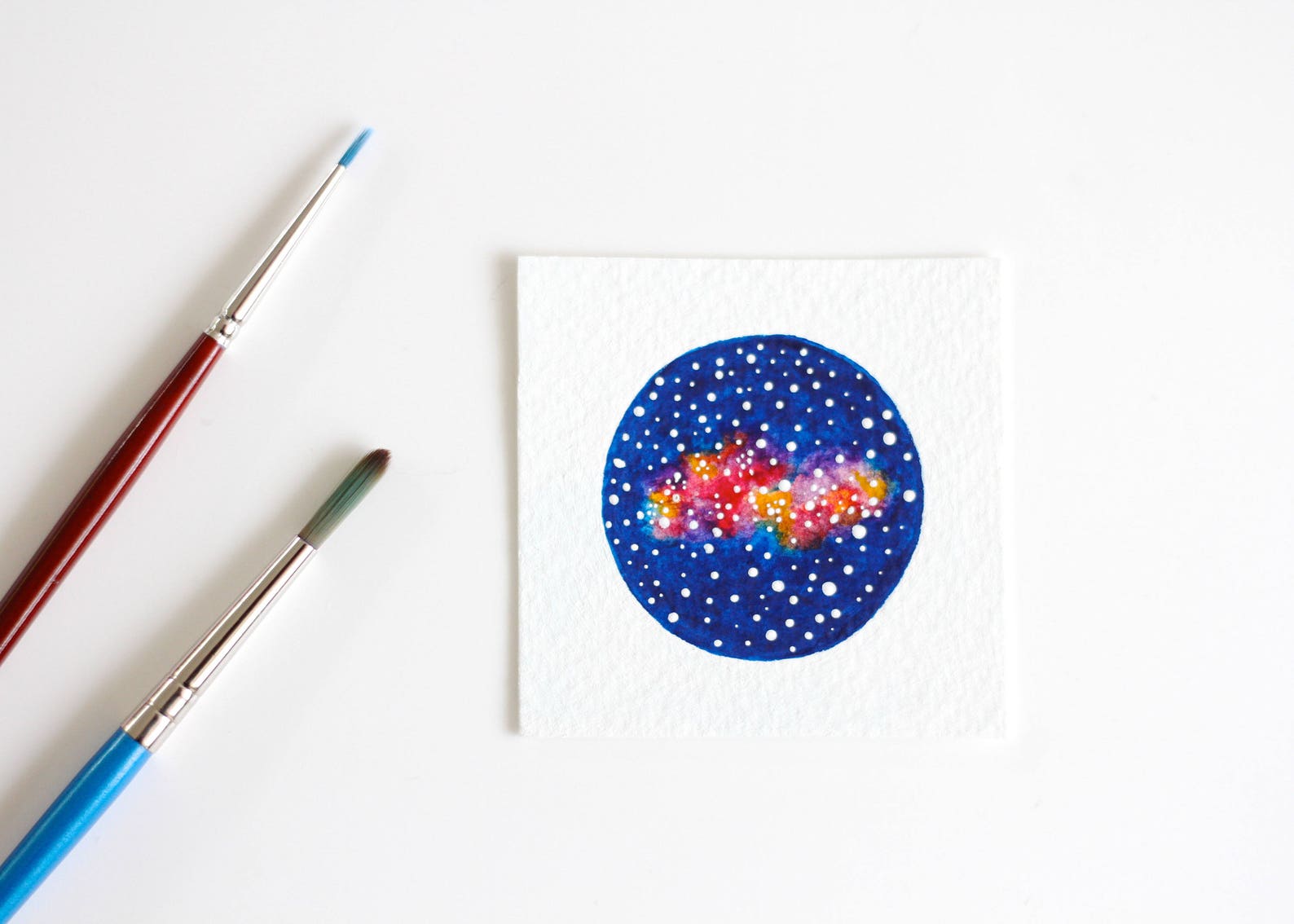 Galaxy Painting, Miniature Painting, Tiny Galaxy Watercolour Painting ...