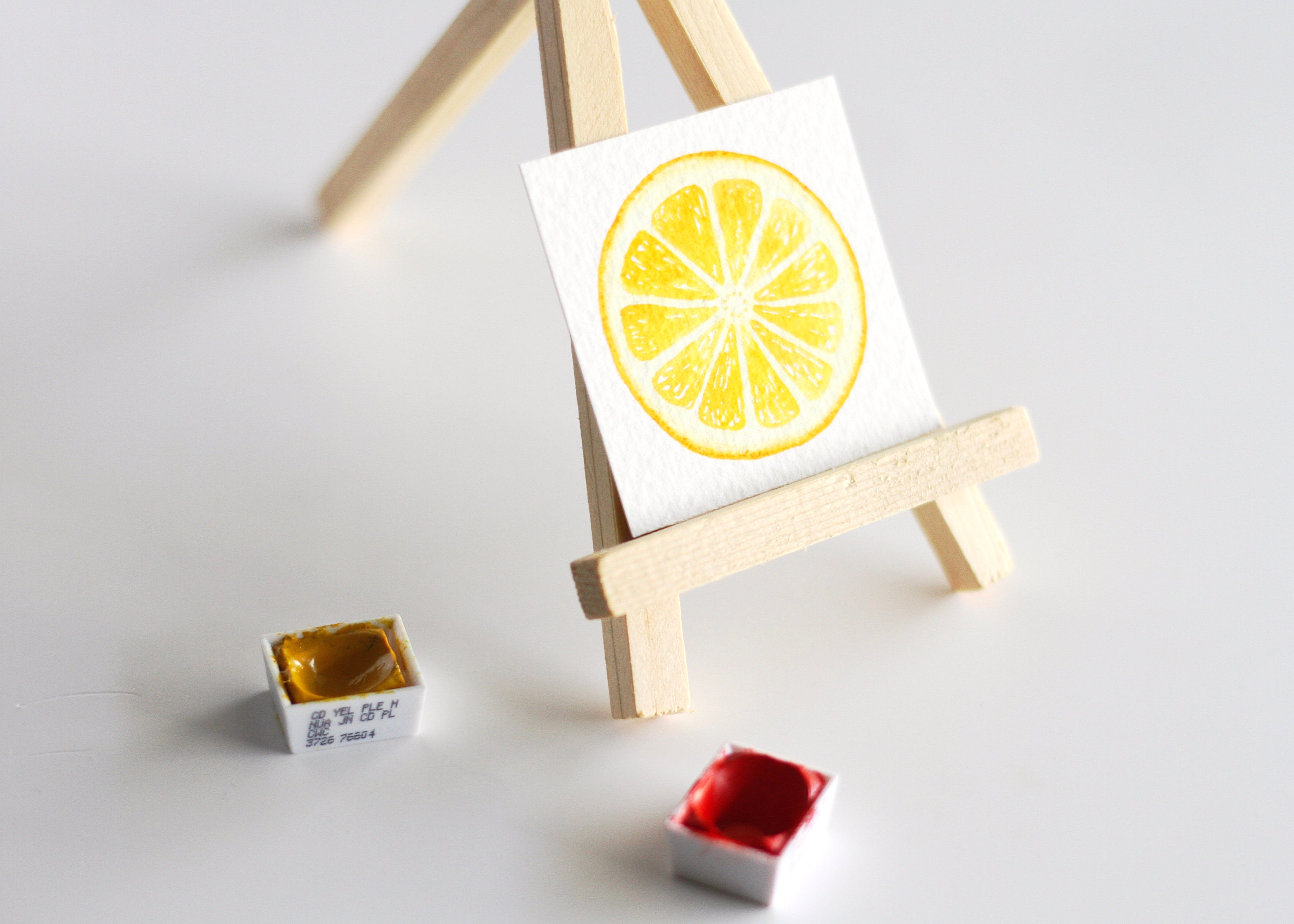 Miniature Watercolor Lemon Painting, Miniature Art, Food Art, Tiny ...