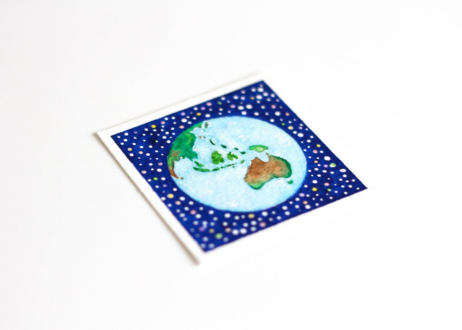 Earth Painting, Miniature Painting, Tiny Planet Watercolour Painting ...