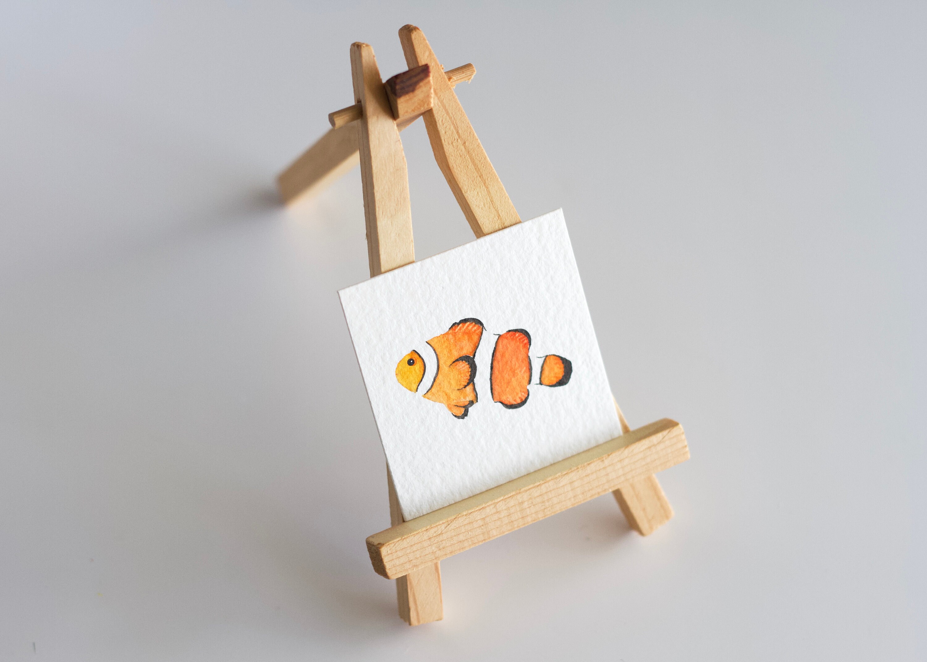 Clownfish Painting, Miniature Painting, Tiny Watercolor Painting, Ocean ...