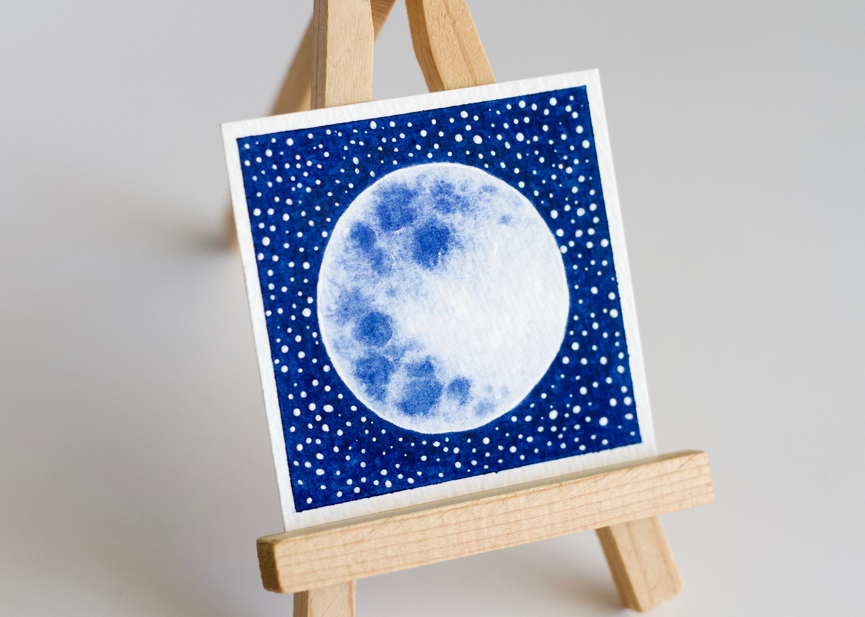 Moon Painting Miniature Painting Tiny Moon Watercolour - Etsy Australia