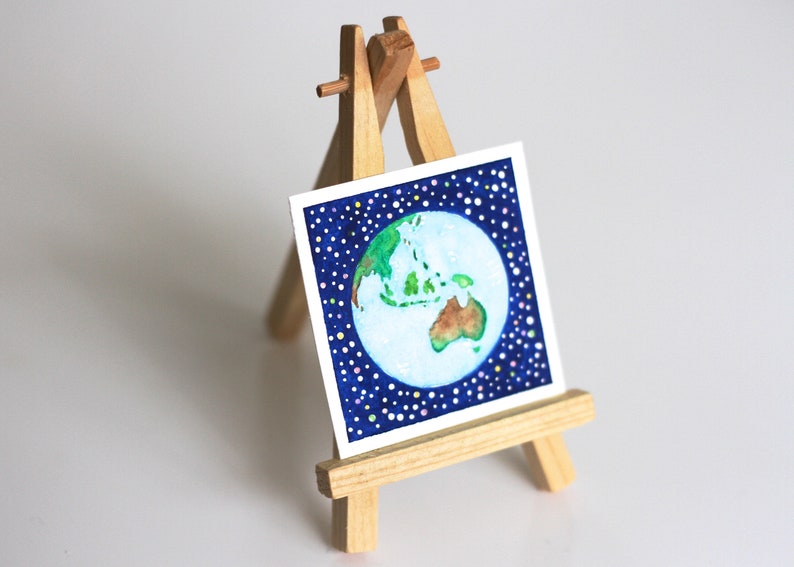 Earth Painting, Miniature Painting, Tiny Planet Watercolour Painting ...