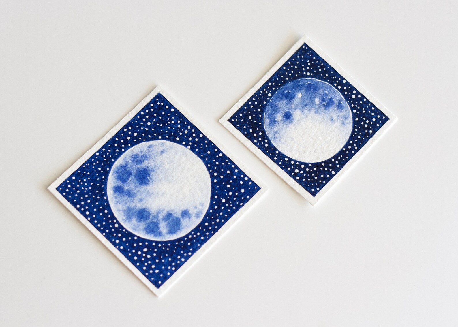 Moon Painting, Miniature Painting, Tiny Moon Watercolour Painting ...