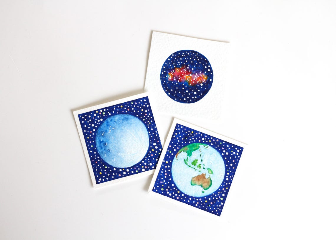 Earth Painting, Miniature Painting, Tiny Planet Watercolour Painting ...