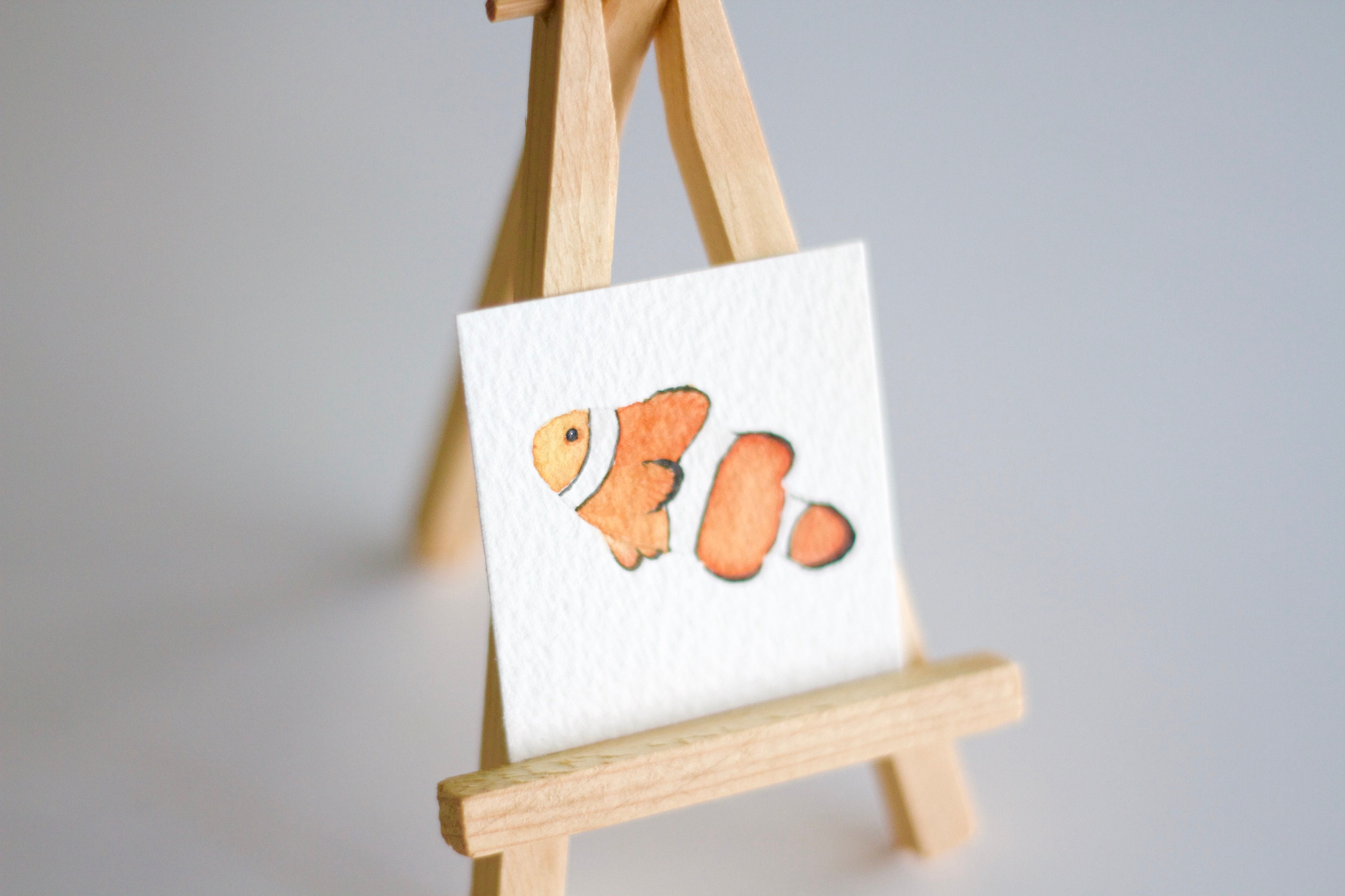 Clownfish Painting, Miniature Painting, Tiny Watercolor Painting, Ocean ...