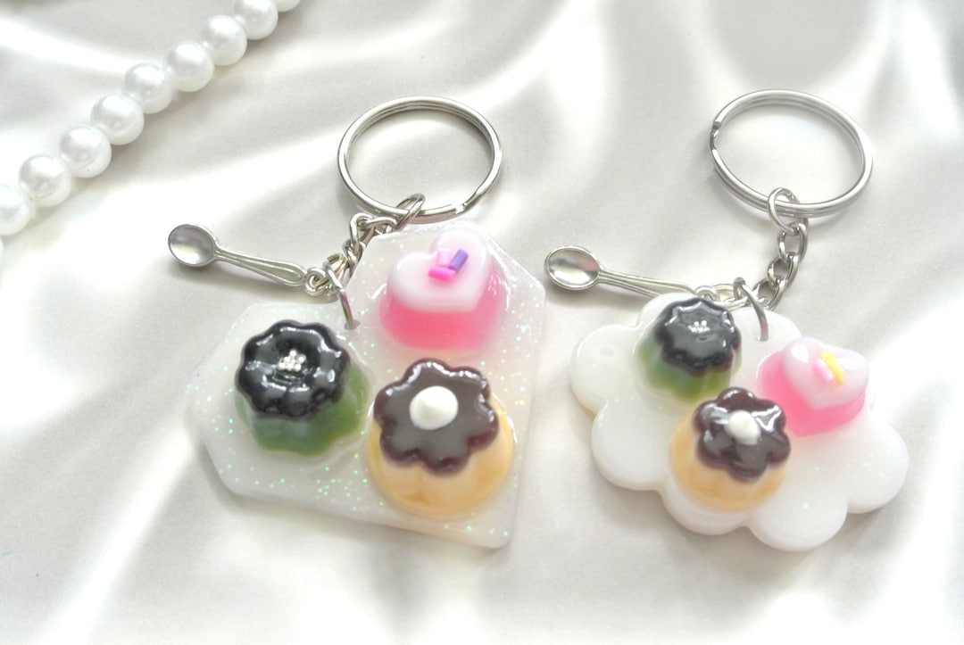 Pudding Keychain, Kawaii Keychain, Fake Desserts Keychain, Kawaii ...