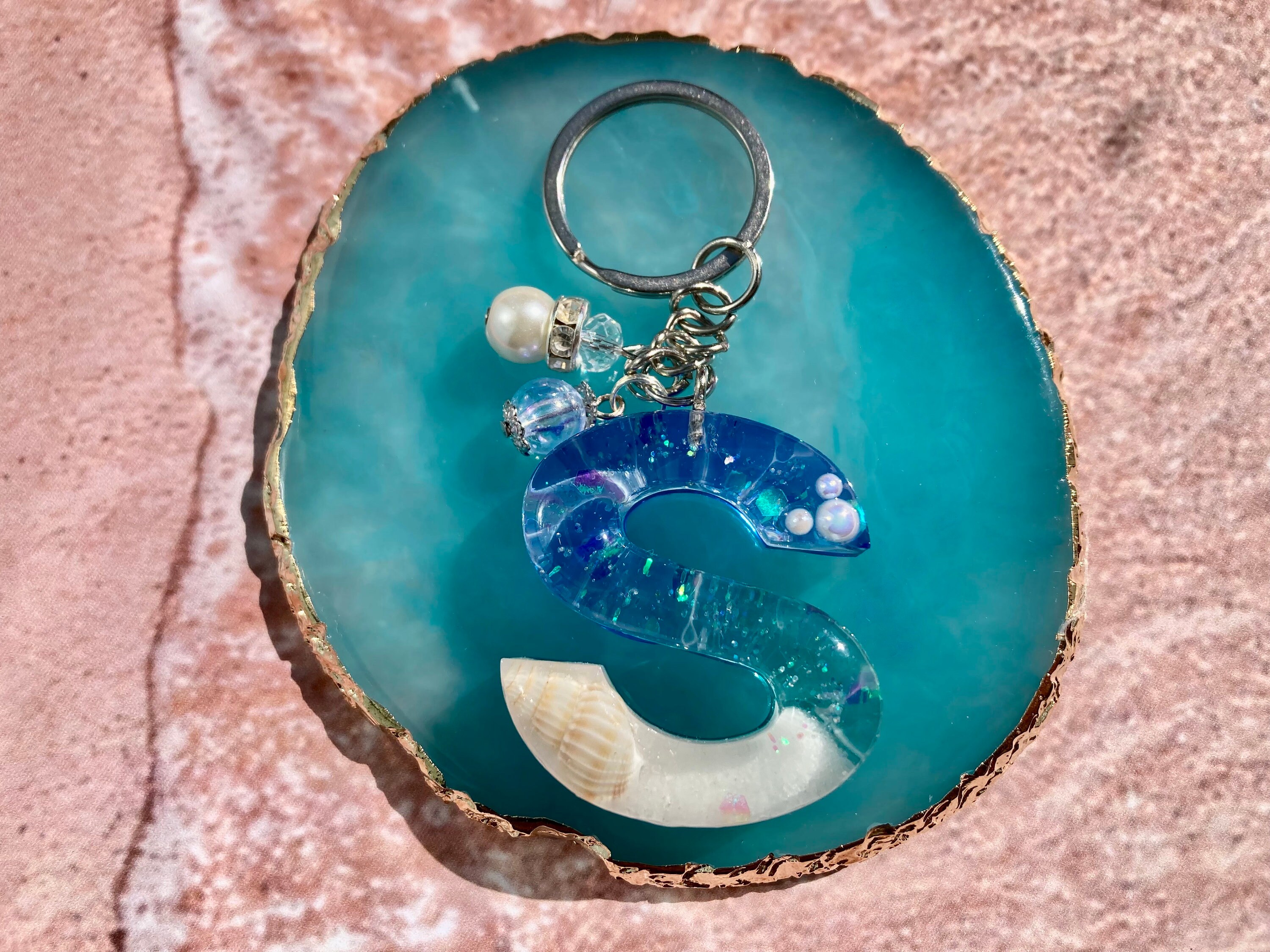 Beach Alphabet Keychain, Beach Alphabet Bag Charm, Resin Initial Bag ...