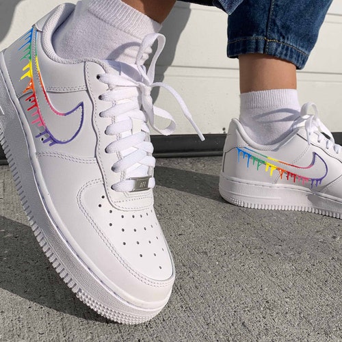Custom Nike Rainbow Swoosh AF1 Shoes Air Force 1 Hand Painted - Etsy