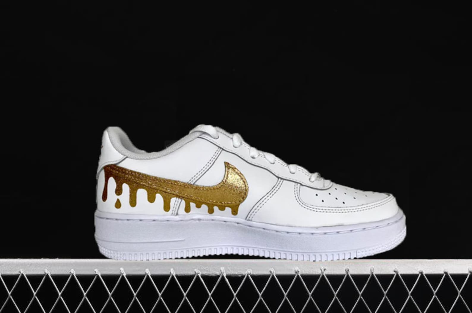 Custom Gold Glitter Drip Nike Air Force 1 Shoes Hand Painted - Etsy