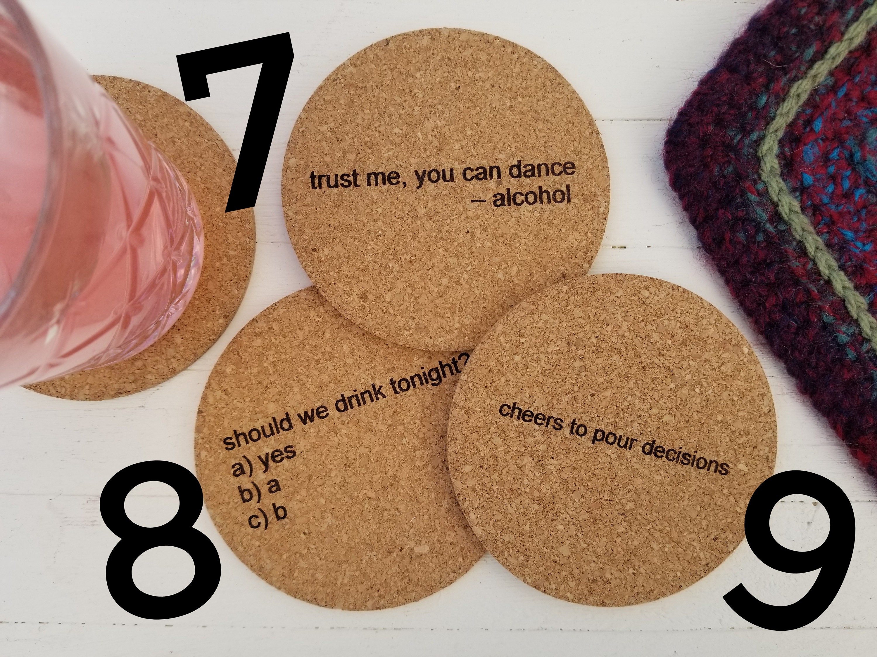 Cork Coasters with Quotes for Drinkers Choose your favorite | Etsy