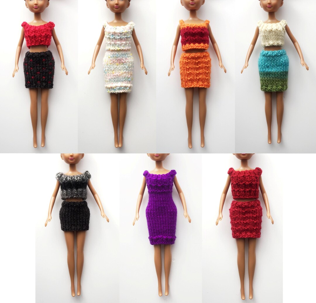 SEVEN Handknitted Outfits for 29cm or 11.5 Inch Fashion Dolls - Ready ...
