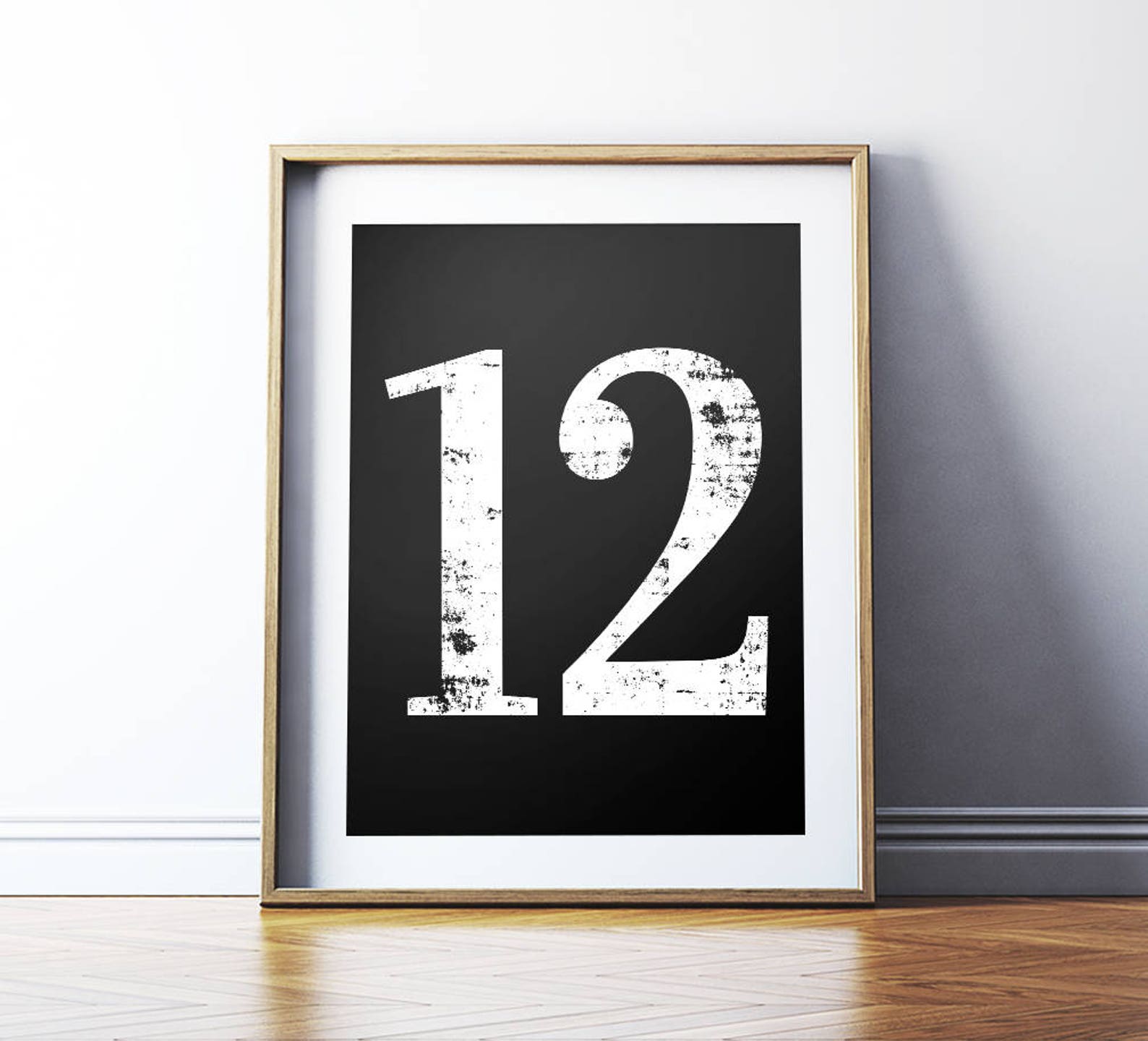 Number 12 Printable Art Number Poster Monochrome Number | Etsy