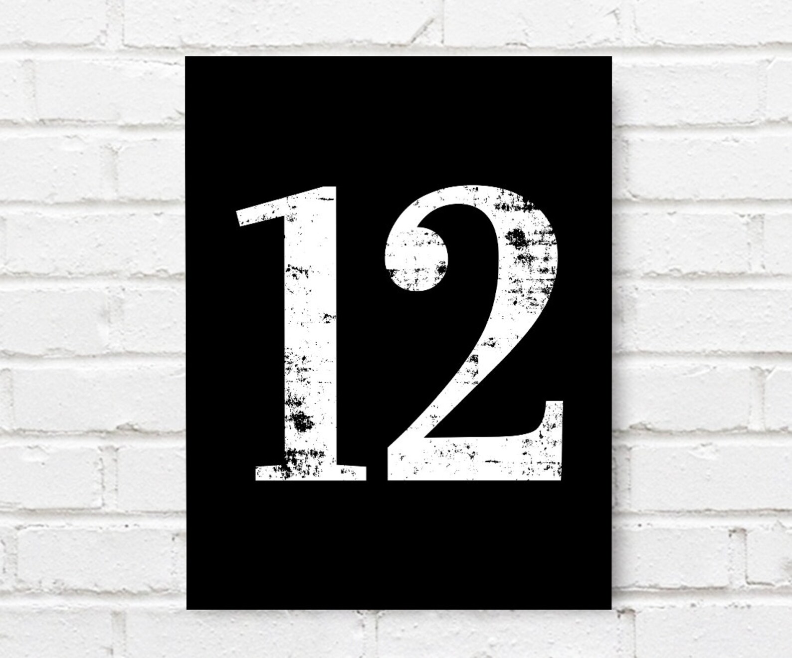 Number 12 Printable Art Number Poster Monochrome Number | Etsy