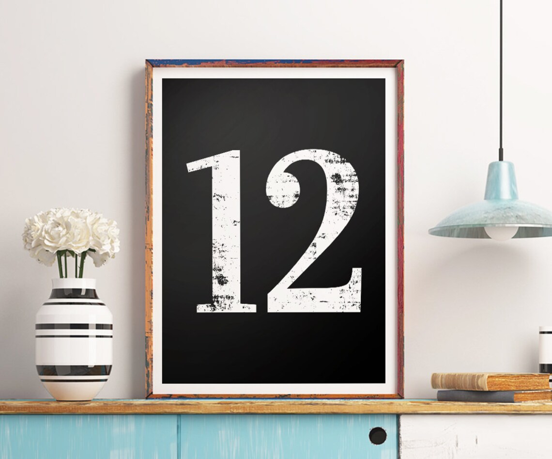 Number 12 Printable Art Number Poster Monochrome Number | Etsy