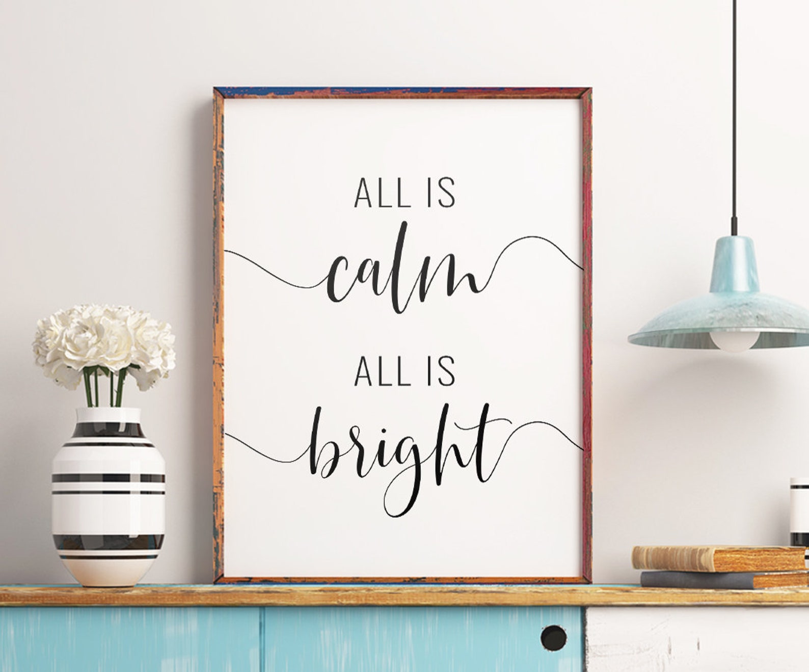 All Is Calm All Is Bright Printable Art Christmas Carol Wall | Etsy
