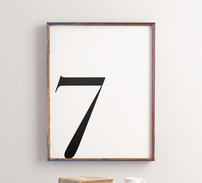 Number 7 Printable Poster No 7 Sign Monochrome Number Art | Etsy