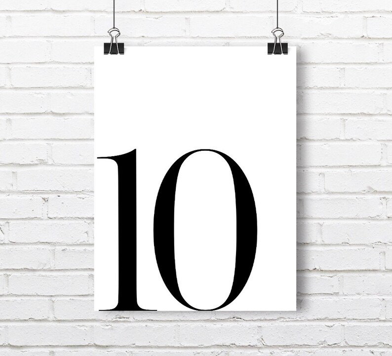 Number 10 Printable Art Sign Number Ten Sign Number 10 Wall | Etsy