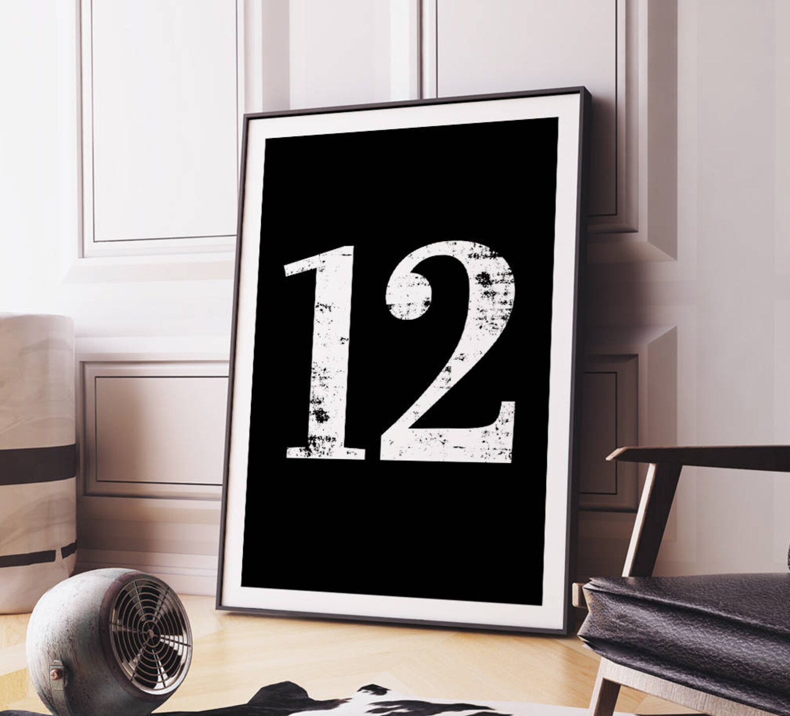 Number 12 Printable Art Number Poster Monochrome Number | Etsy