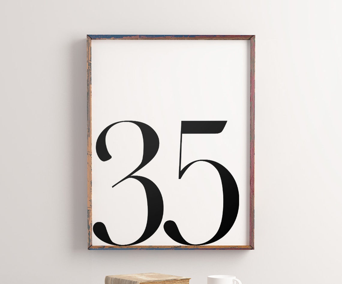 Number 35 Printable Art Sign Number Thirty Five Sign Number | Etsy