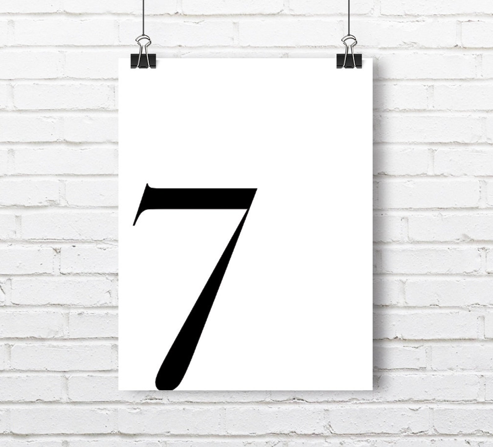 Number 7 Printable Poster No 7 Sign Monochrome Number Art | Etsy