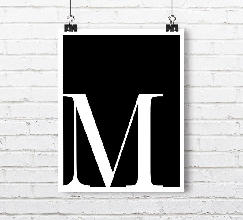 Letter M Printable Art Typography Poster Letter M Wall Art | Etsy