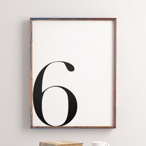 Numerology Vintage Number Art Decor Typography Art 6 Number Six ...