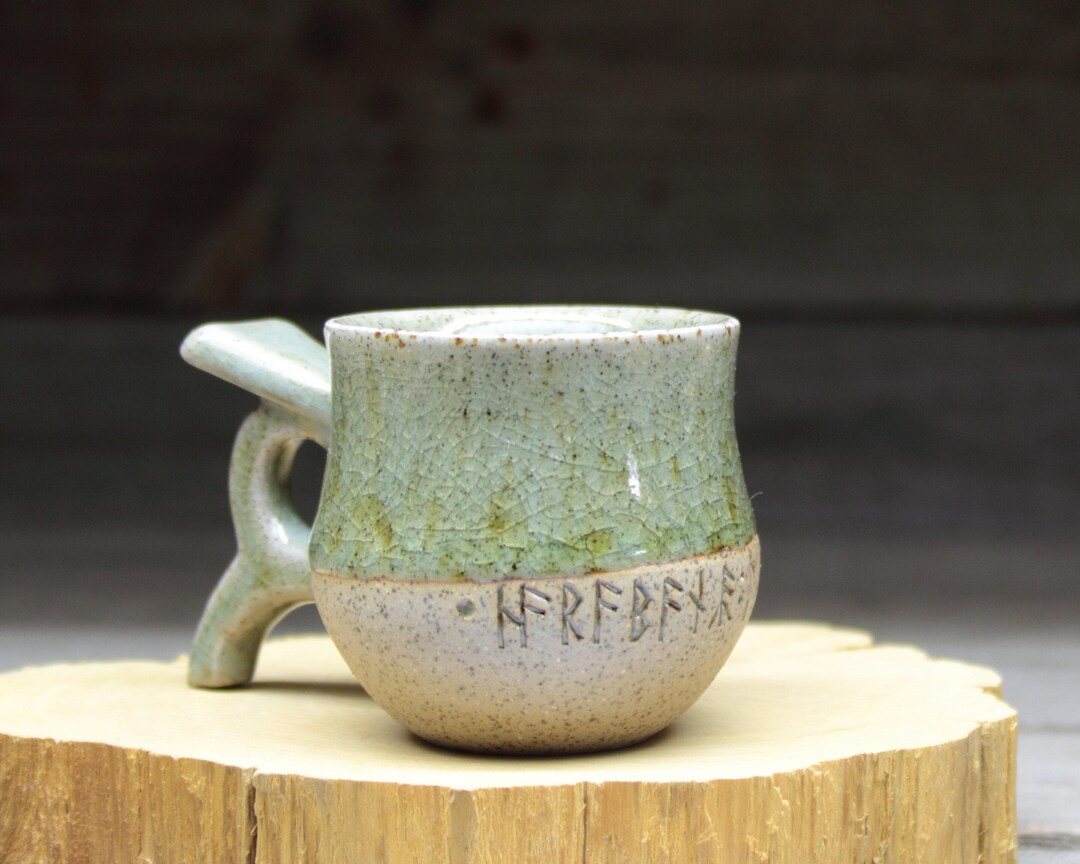 Espresso Cup With Handle & Authentic Runic Inscriptions. Ceramic, 3oz ...