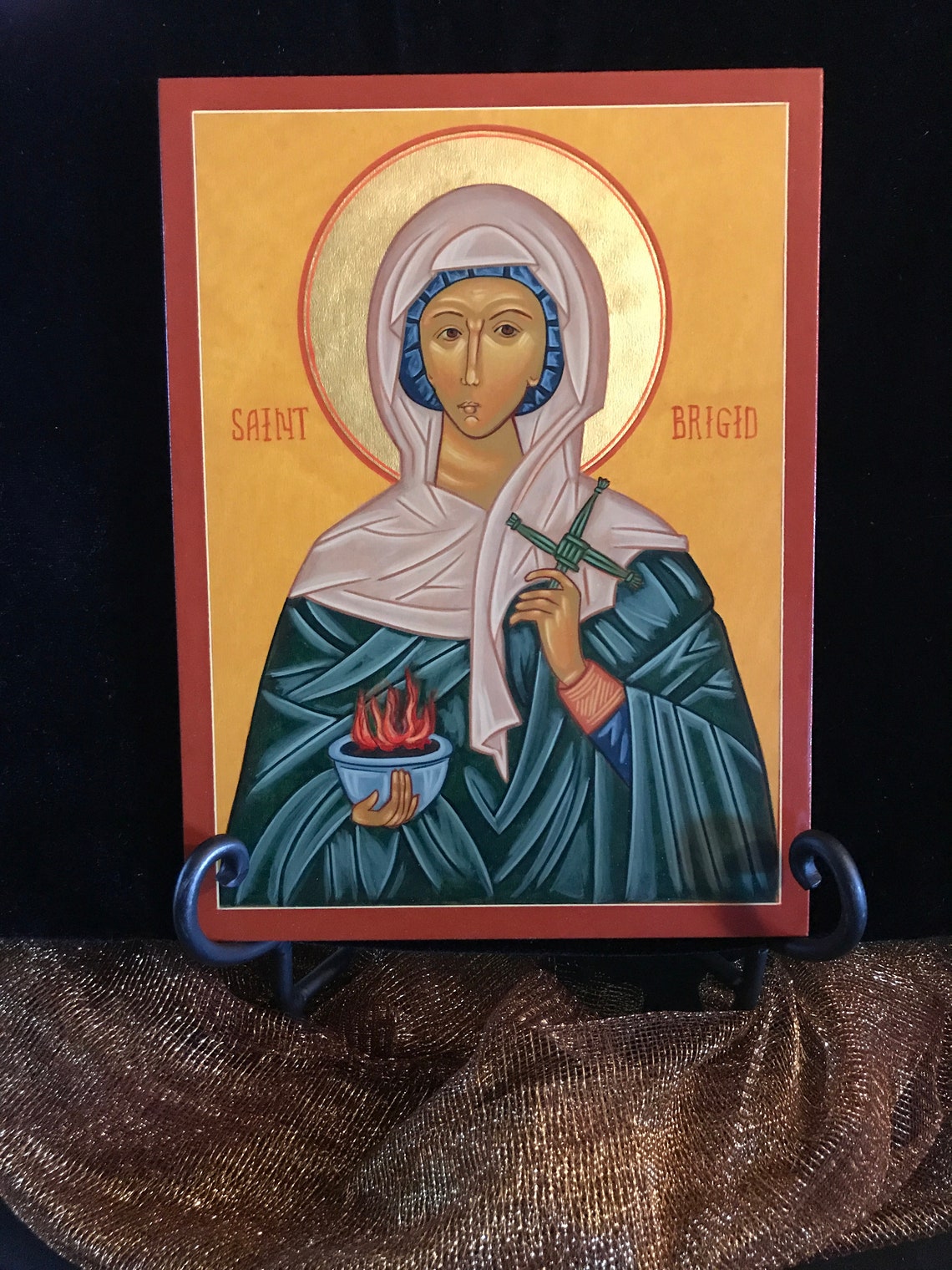 St. Bridget Ireland Brigid Saint Original Icon Byzantine Catholic ...