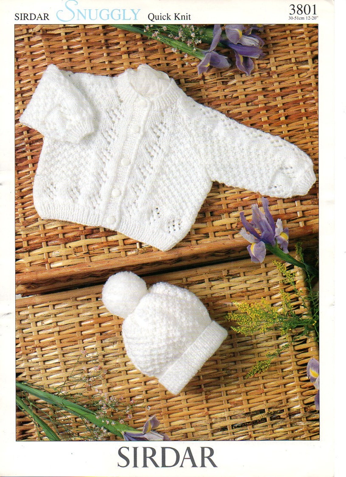 Sirdar 3801 PDF Baby Knitting Pattern Cardigan Bobble Hat 12 20 Premie ...