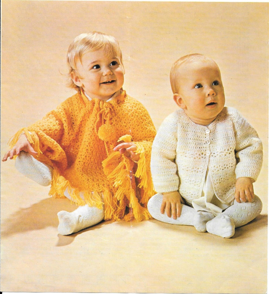 Vintage Studley 835 Baby Crochet Pattern, Poncho, Cardigan, Sizes 16 ...