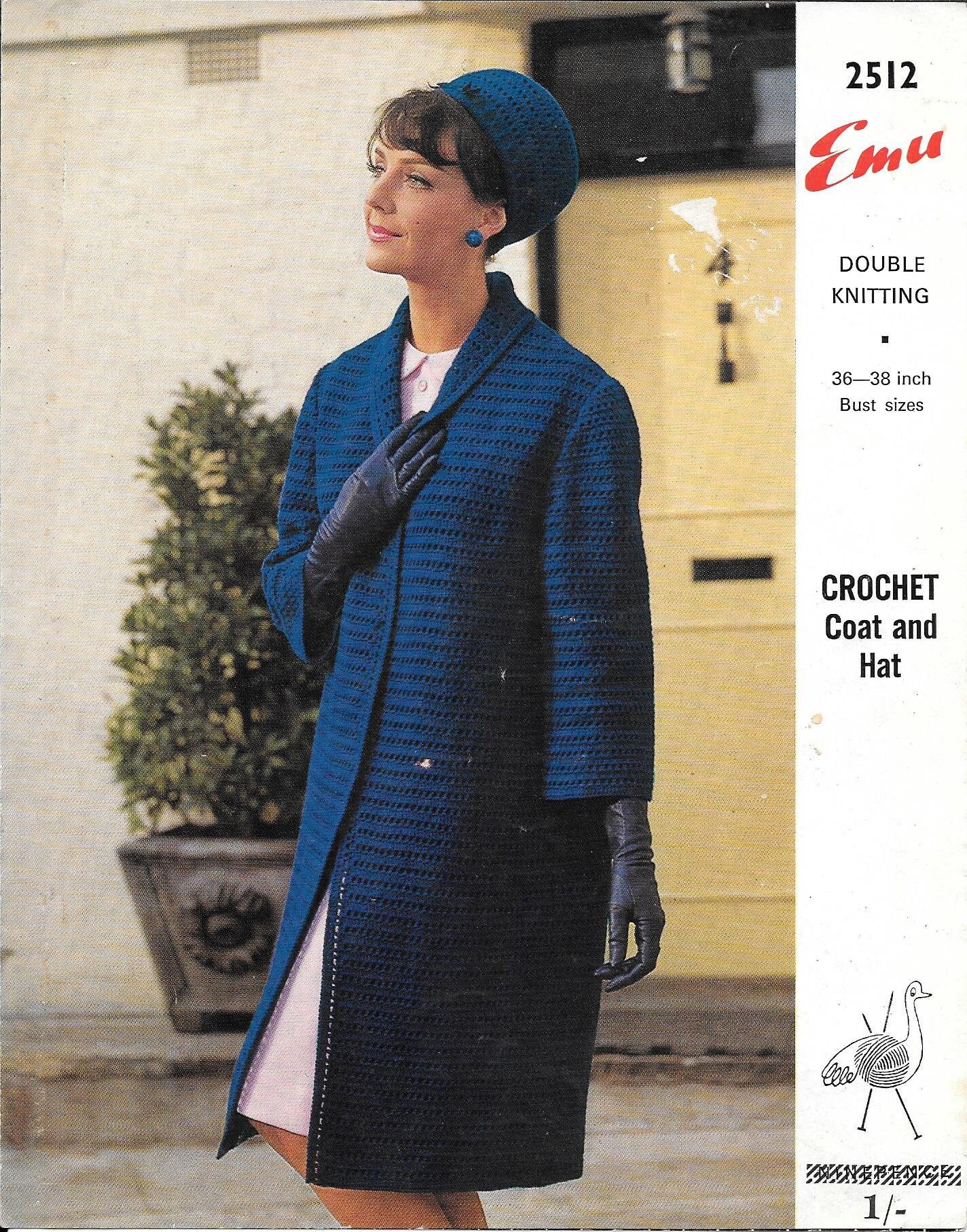 PDF Instant Download Emu 2512 Crochet Pattern Ladies Hat and Coat Size ...